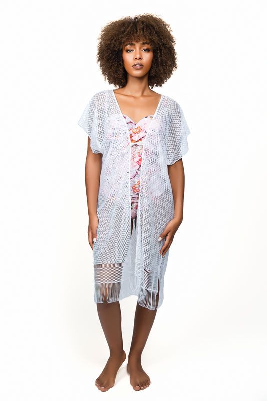 CACHE MAILLOT -KIMONO - DENTELLE - BLANC – Moudda